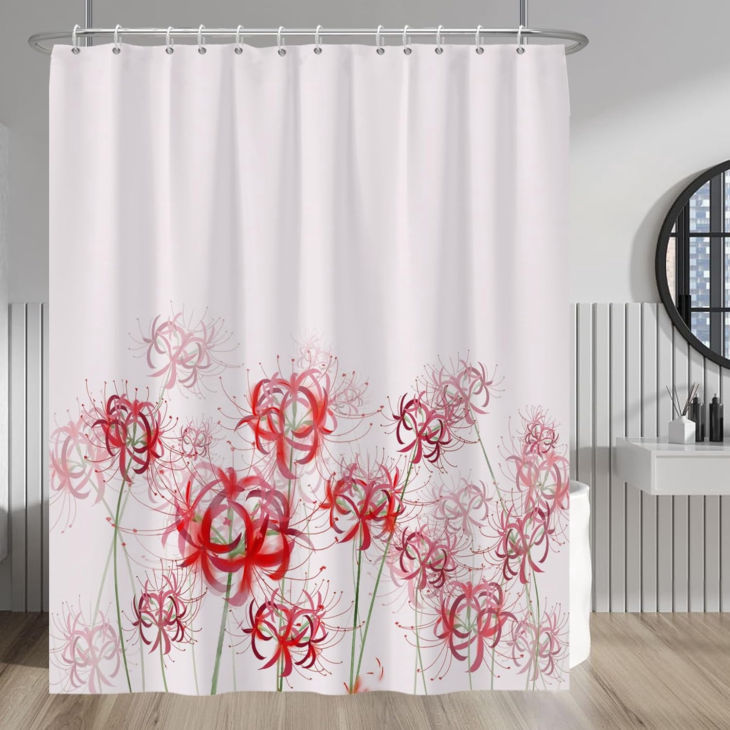 Red Spider Lily Shower Curtain Set Abstract Watercolour Floral ...