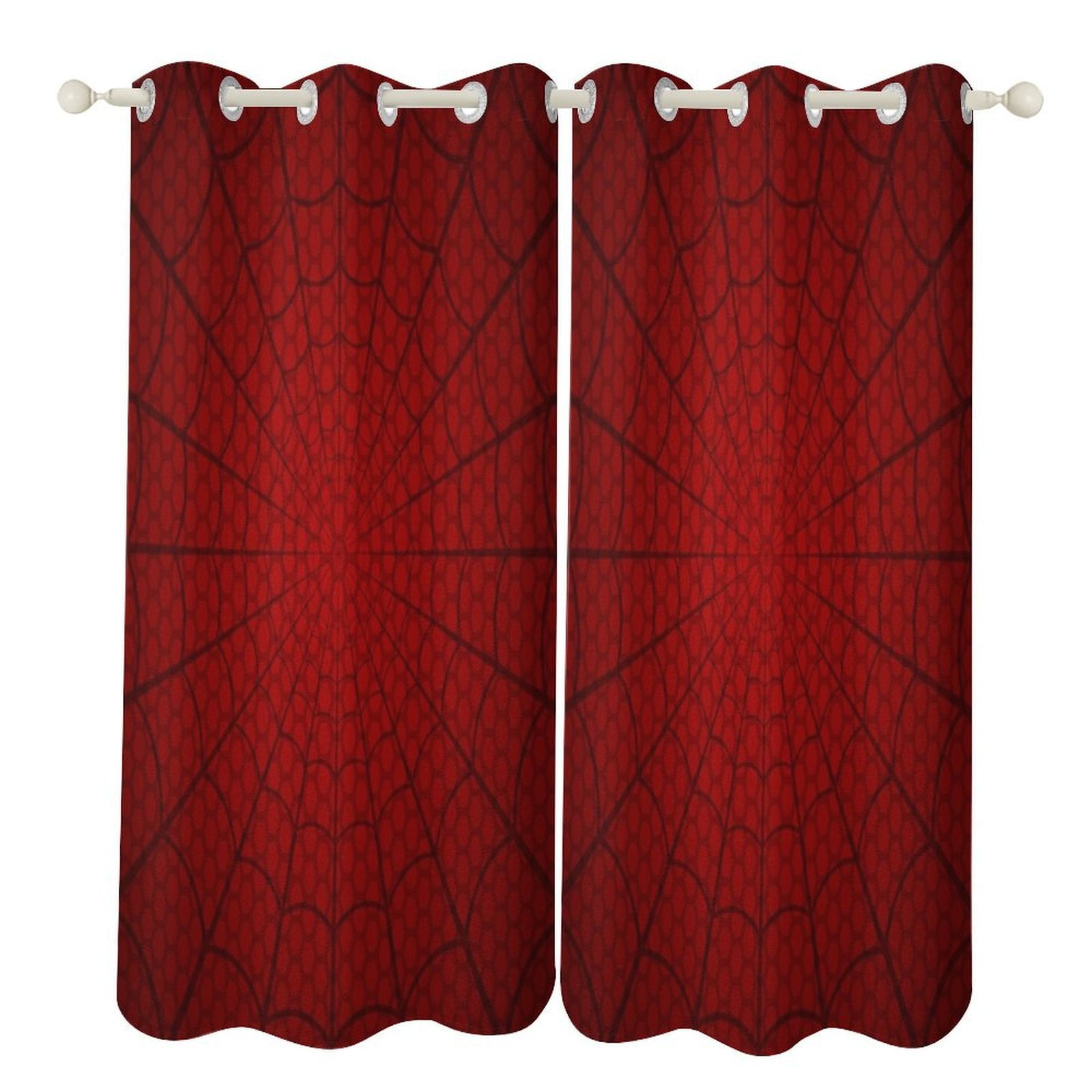 Red Spider Web 2pcs Blackout Curtains For Living Room Bedroom Grommet ...