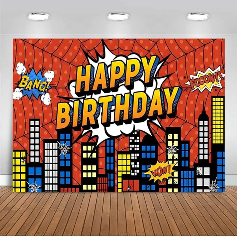 Red Spider Web Birthday Backdrop 7x5FT Super Hero Themed Birthday ...