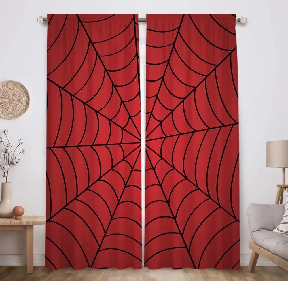 Red Spider Web Boys' Favorite Cartoon Window Curtain 3d Printed Thin ...