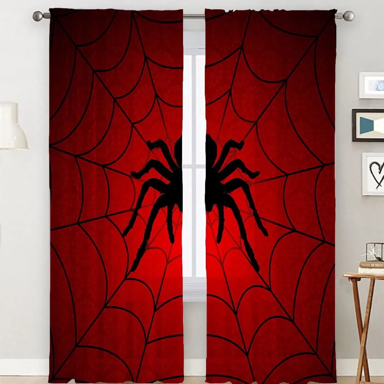 Red Spider Web Boys' Favorite Cartoon Window Curtain 3d Printed Thin ...