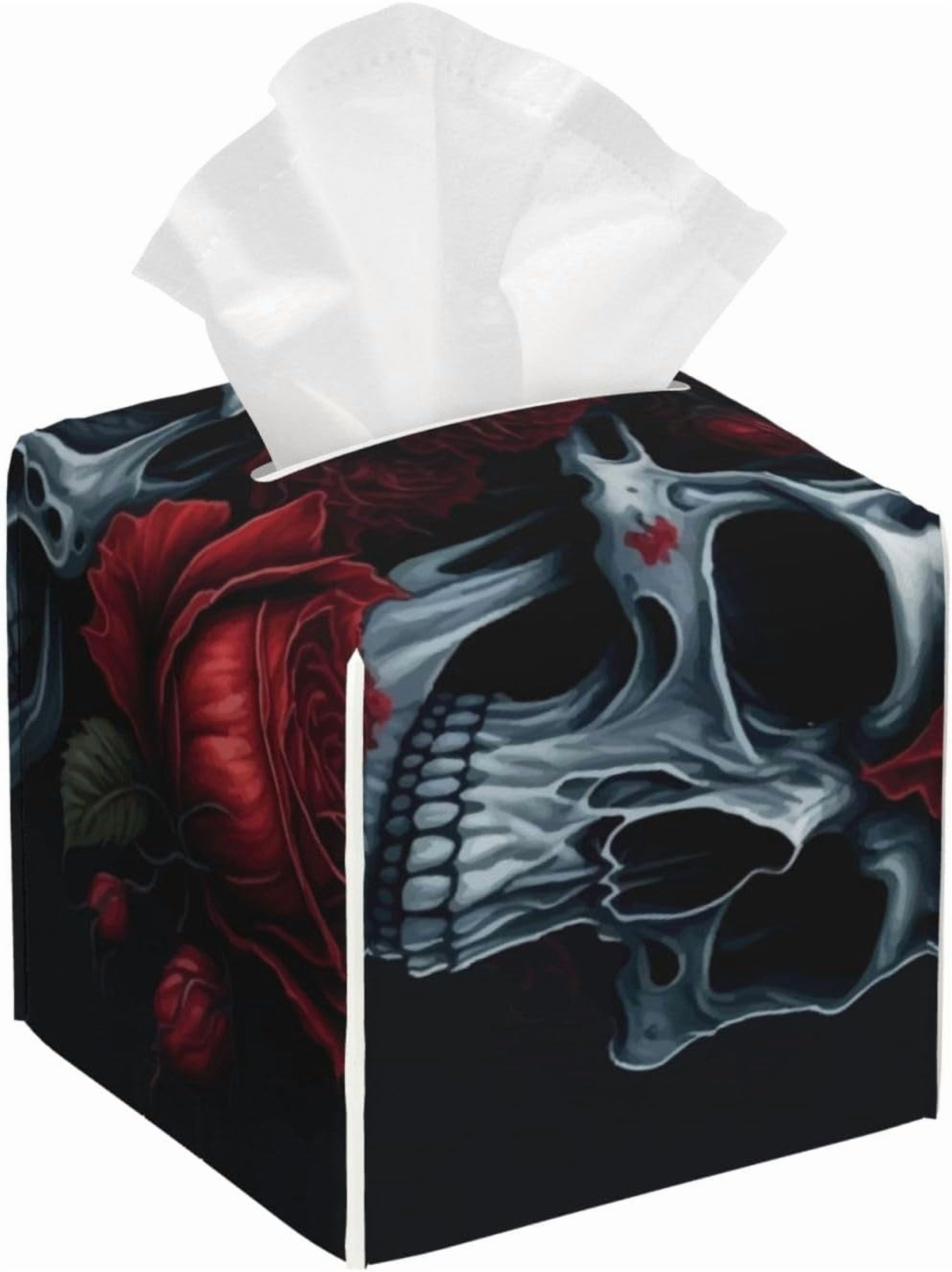 Red Spider Web Square Leather Tissue Box Cover - Premium Organizer with ...