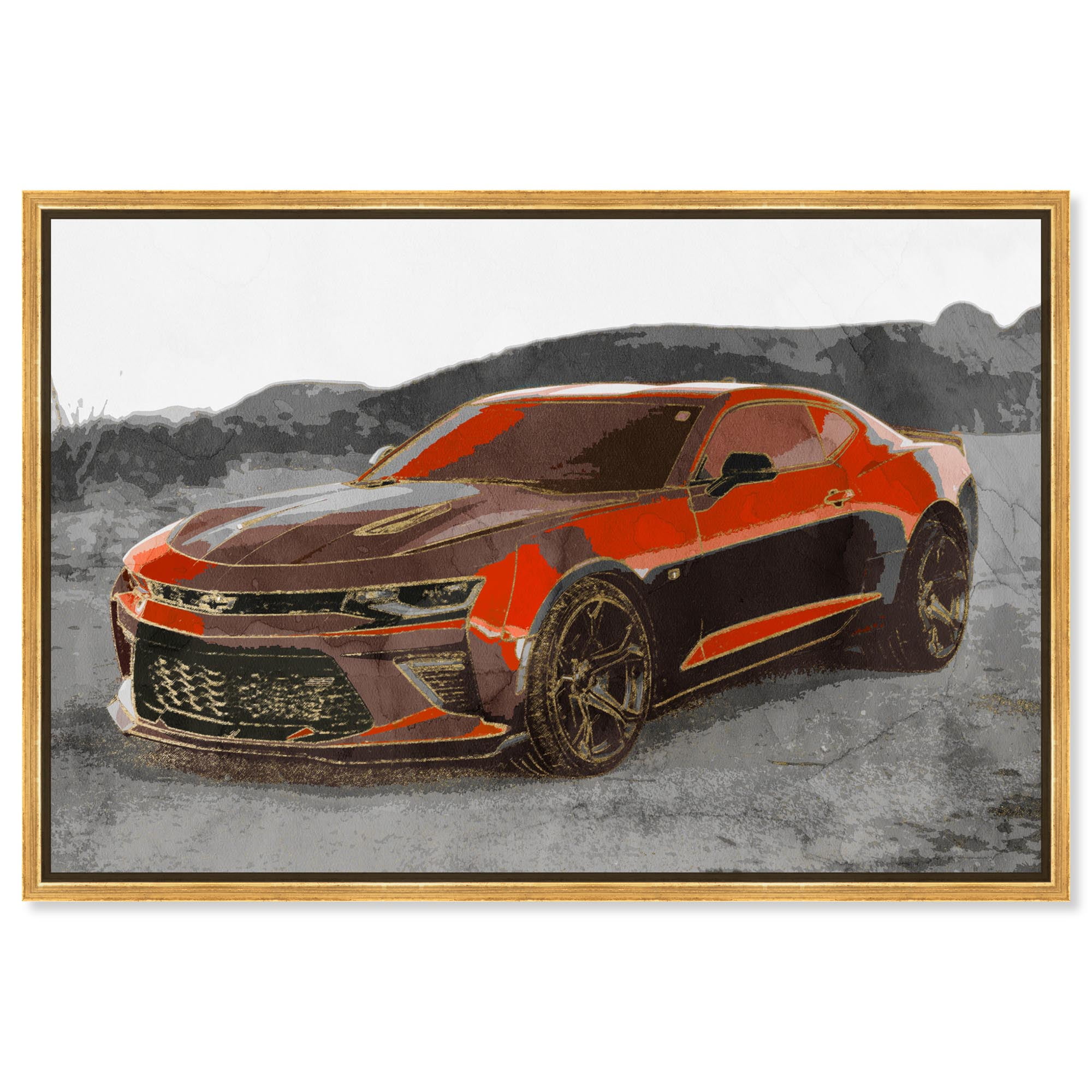 Red Sports Car Canvas Mancave Art by Art Remedy, Gold Frame, 15 x 10 ...
