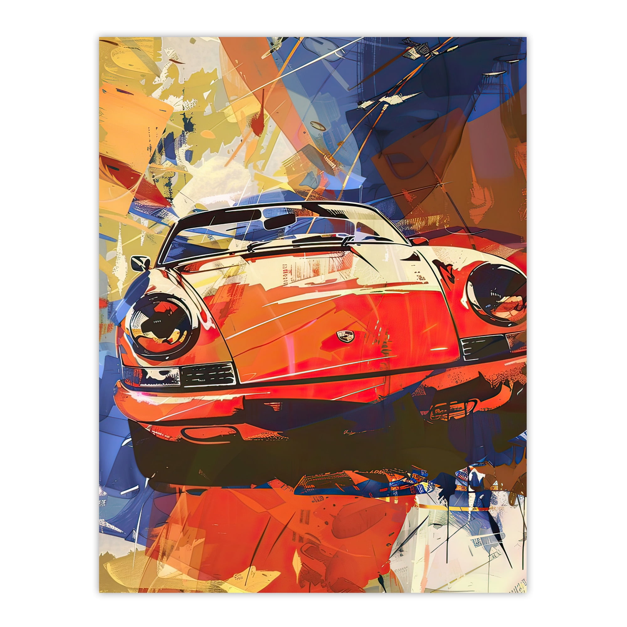 Red Sports Car Design Racing Racecar Painting Man Cave Large Wall Art ...