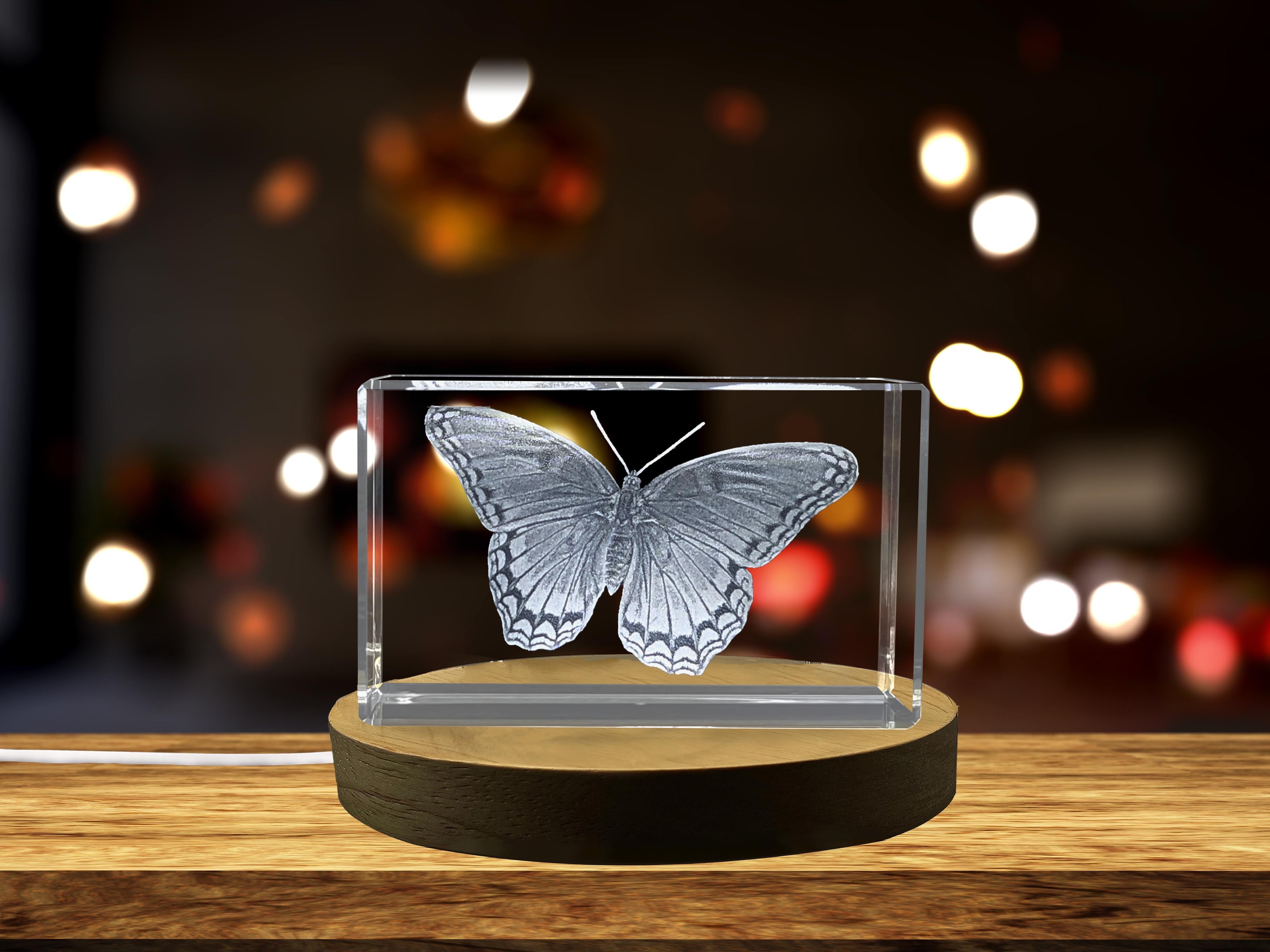 Red Spotted Purple Insect Crystal Engraving |Unique 3D Carved Butterfly ...