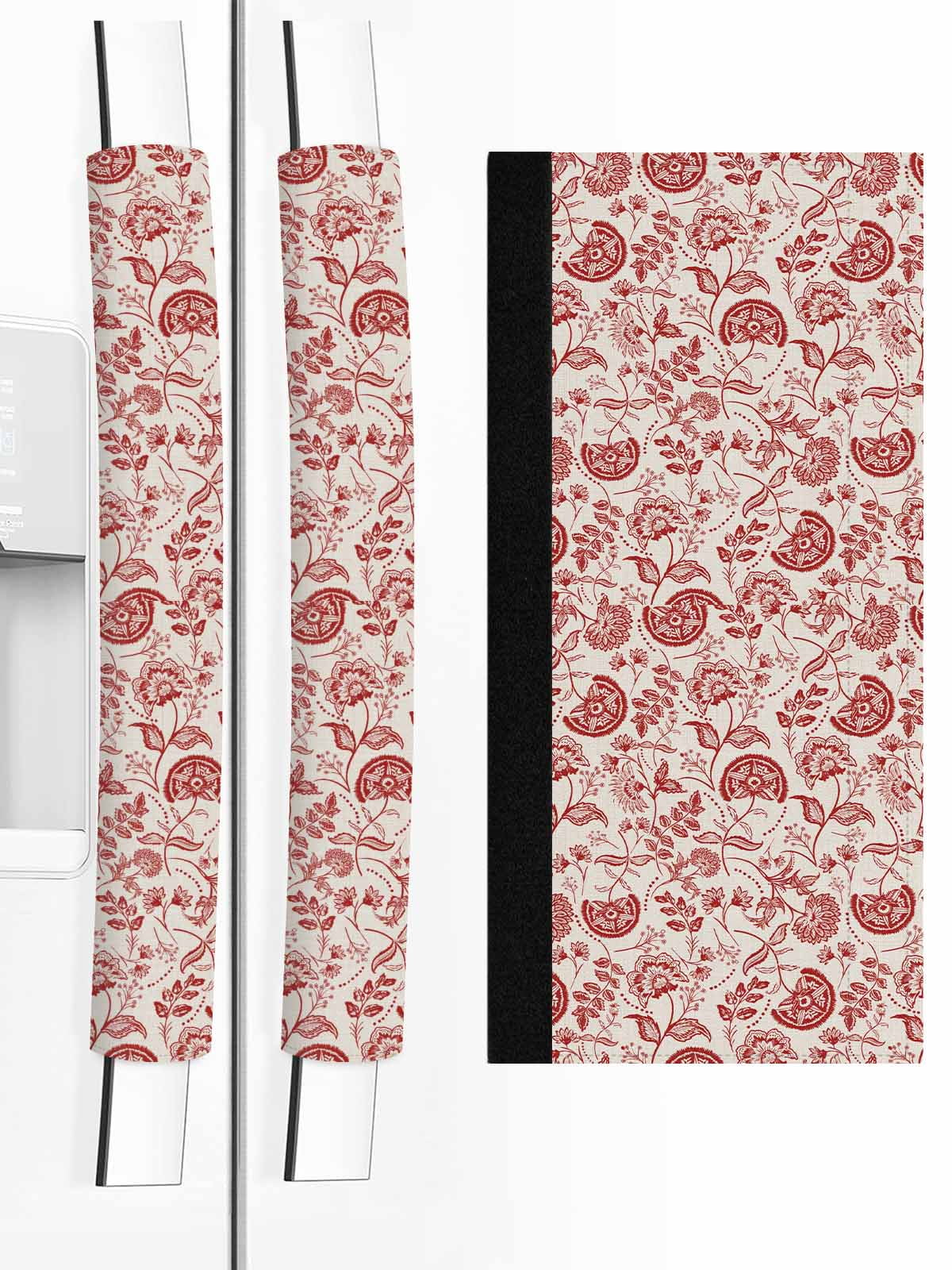 Red Spring Floral Refrigerator Door Handle Covers Set of 2, Summer ...