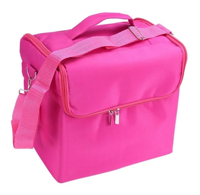 Red Square Professional Cosmetic Storage Case for Women Girls Vanity Train Case with 4 Layer ...