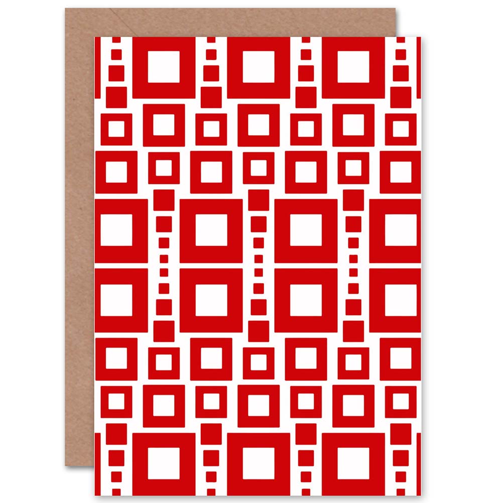 Red Squares Geometric Pattern Greetings Card Plus Envelope Blank inside ...