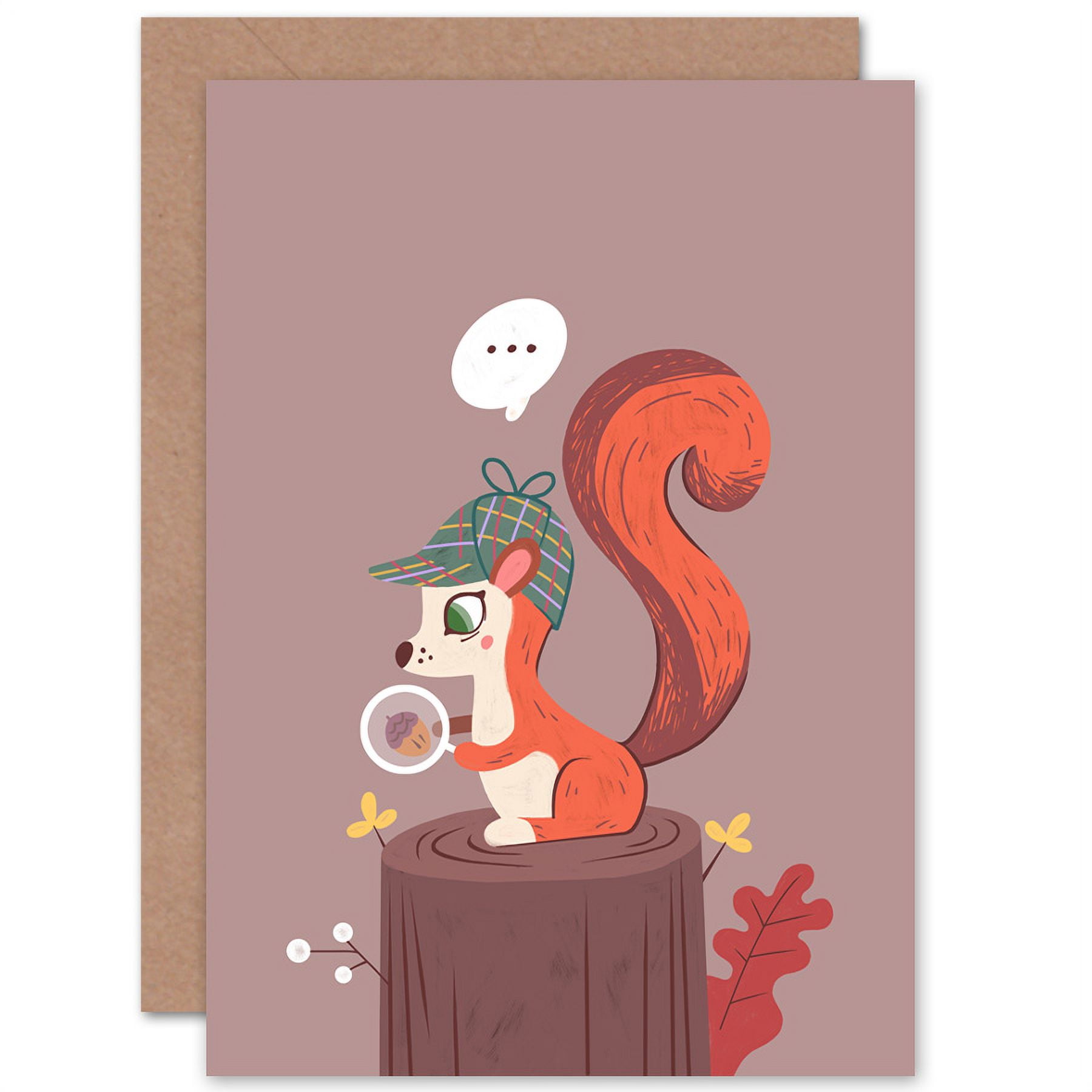 Red Squirrel Acorn Search Greetings Card Plus Envelope Blank inside ...