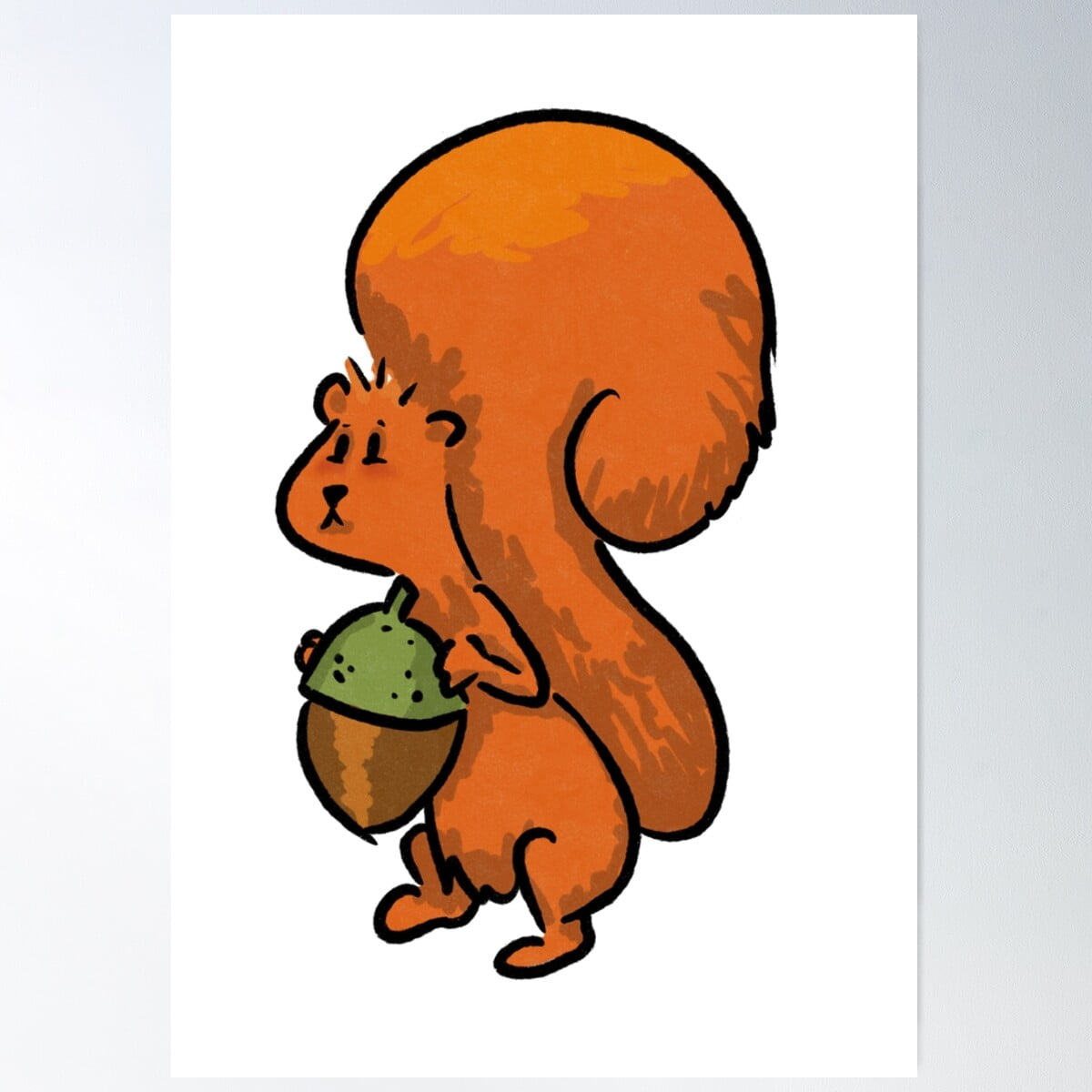 Red Squirrel With Acorn Poster Wall Art, Modern Wall Decor For Living ...
