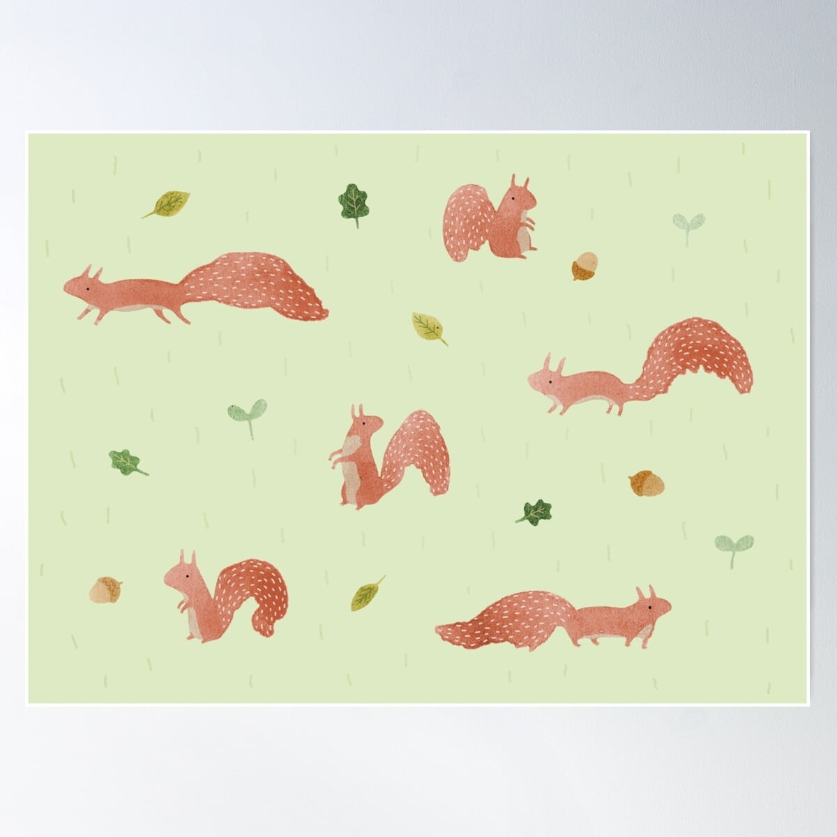 Red Squirrels Poster Wall Art, Modern Wall Decor For Living Room ...