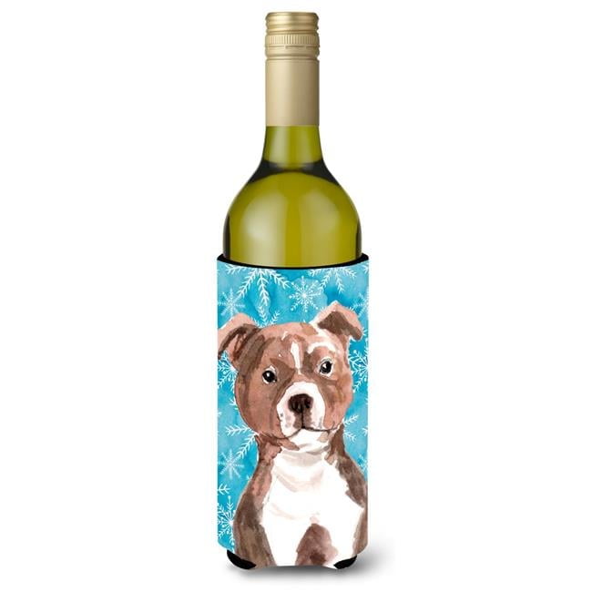 Red Staffie Bull Terrier Winter Wine Bottle Beverge Insulator Hugger ...