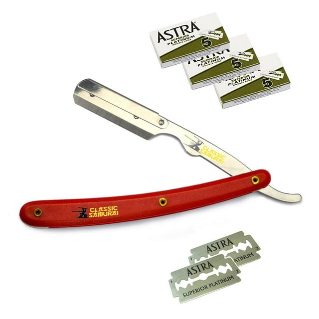 Red Stainless Steel Professional Barber Straight Edge Razor with 15 ...