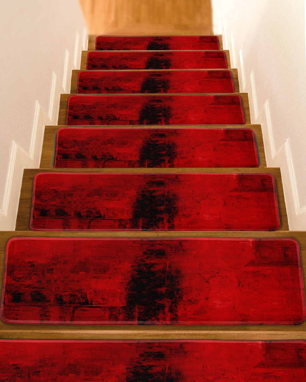 Red Stair Treads for Wooden Steps Indoor Runner Rug Carpet, Retro Oil ...