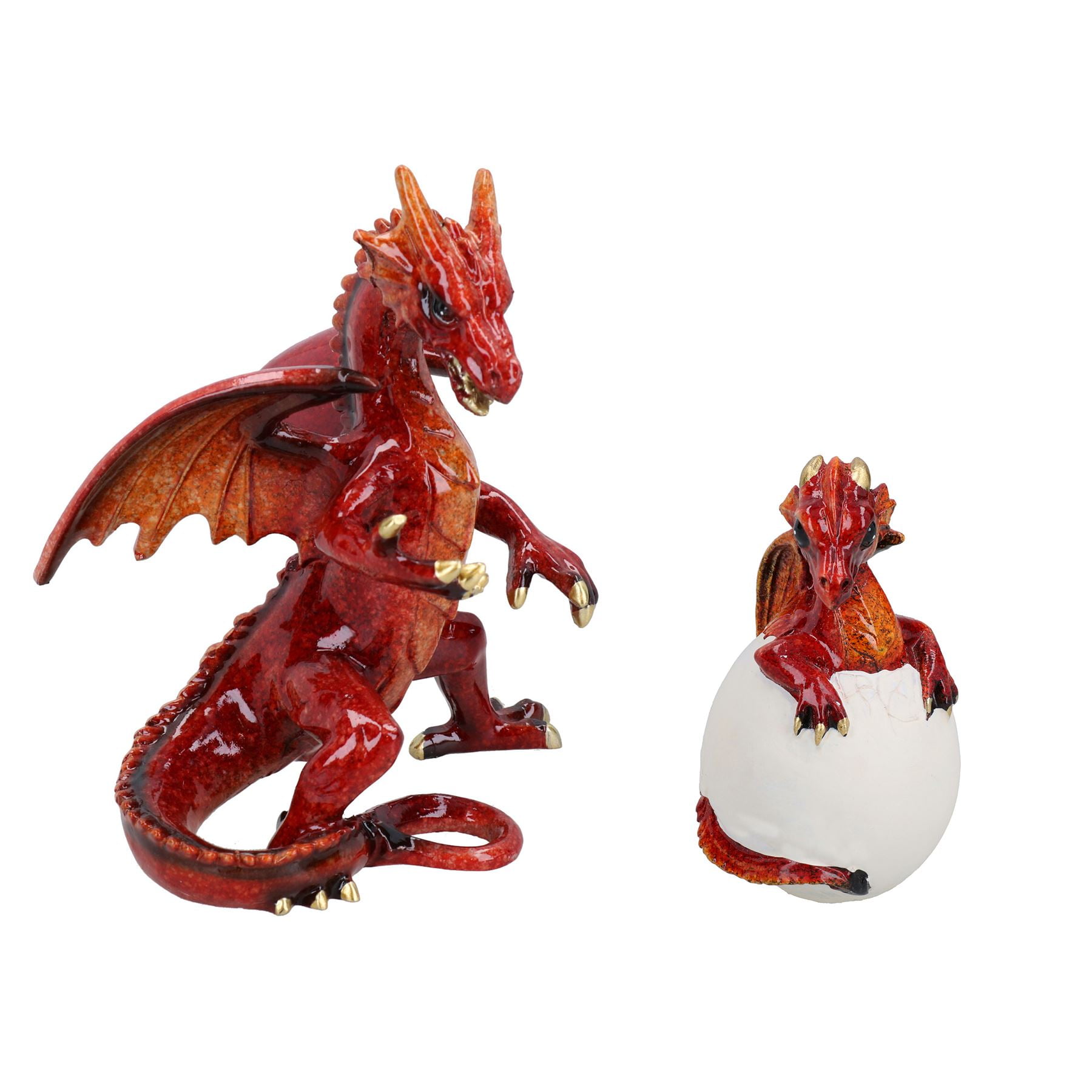 Red Standing Dragon & Egg Resin Fantasy Sculpture Statue Ornament ...