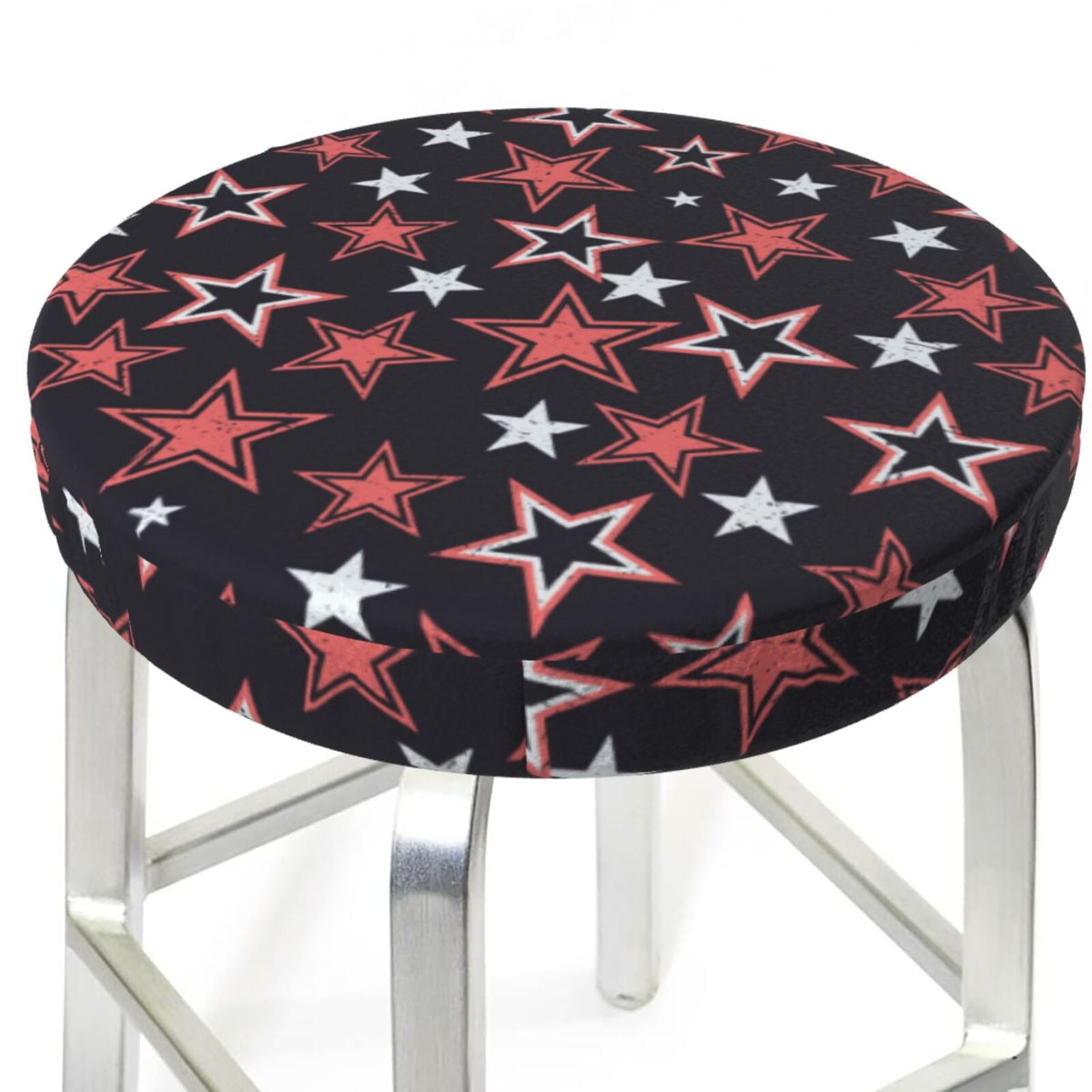 Red Star Bar Stool Covers - Stretch Round Seat Covers with Elastic ...