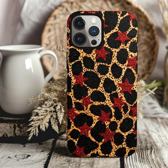 Red Star Leopard Mix Case With Bold Pattern Fusion Design for iPhone 17 ...