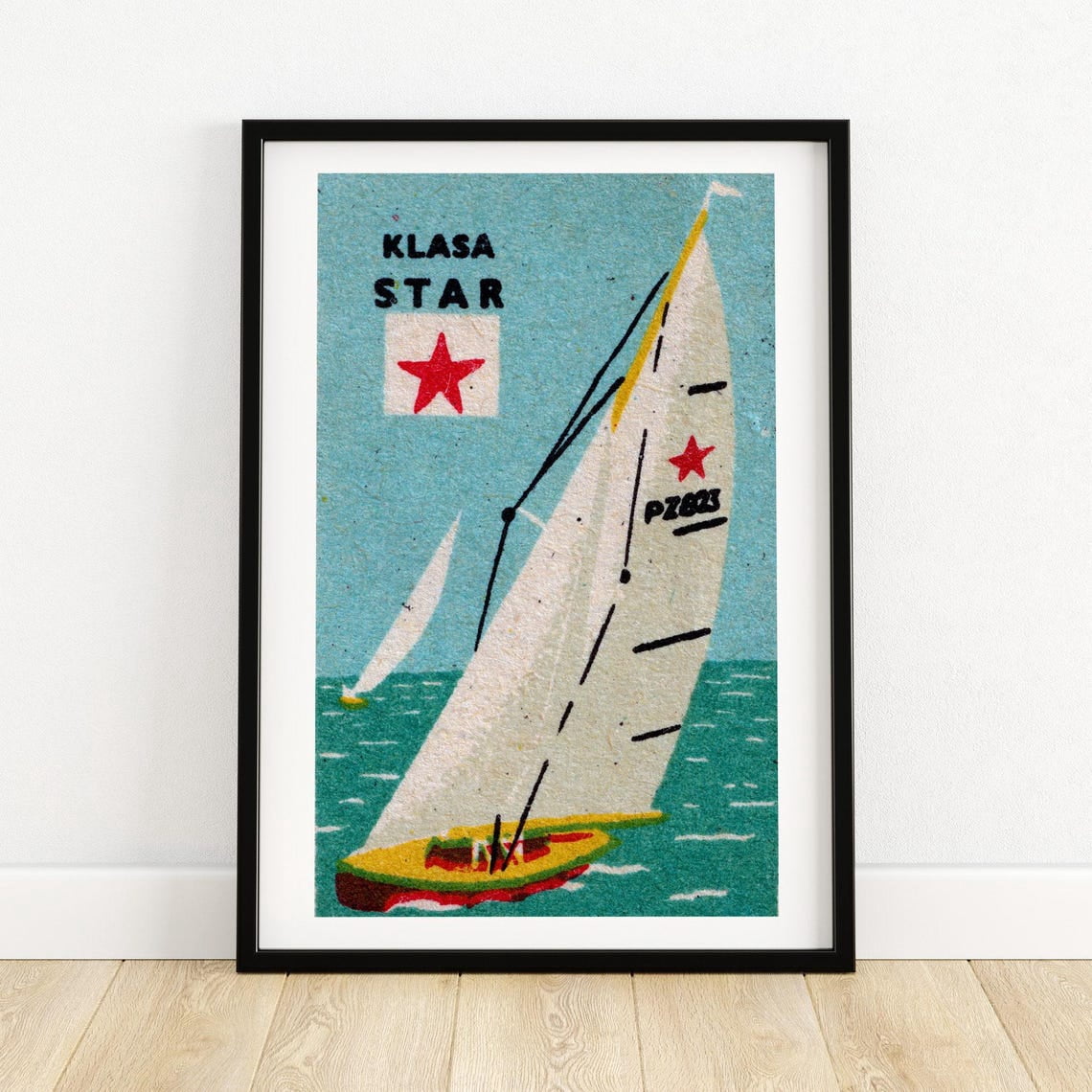 Red Star Sailboat - Matchbox Print - Czech Wall Art - Vintage Czech Art ...