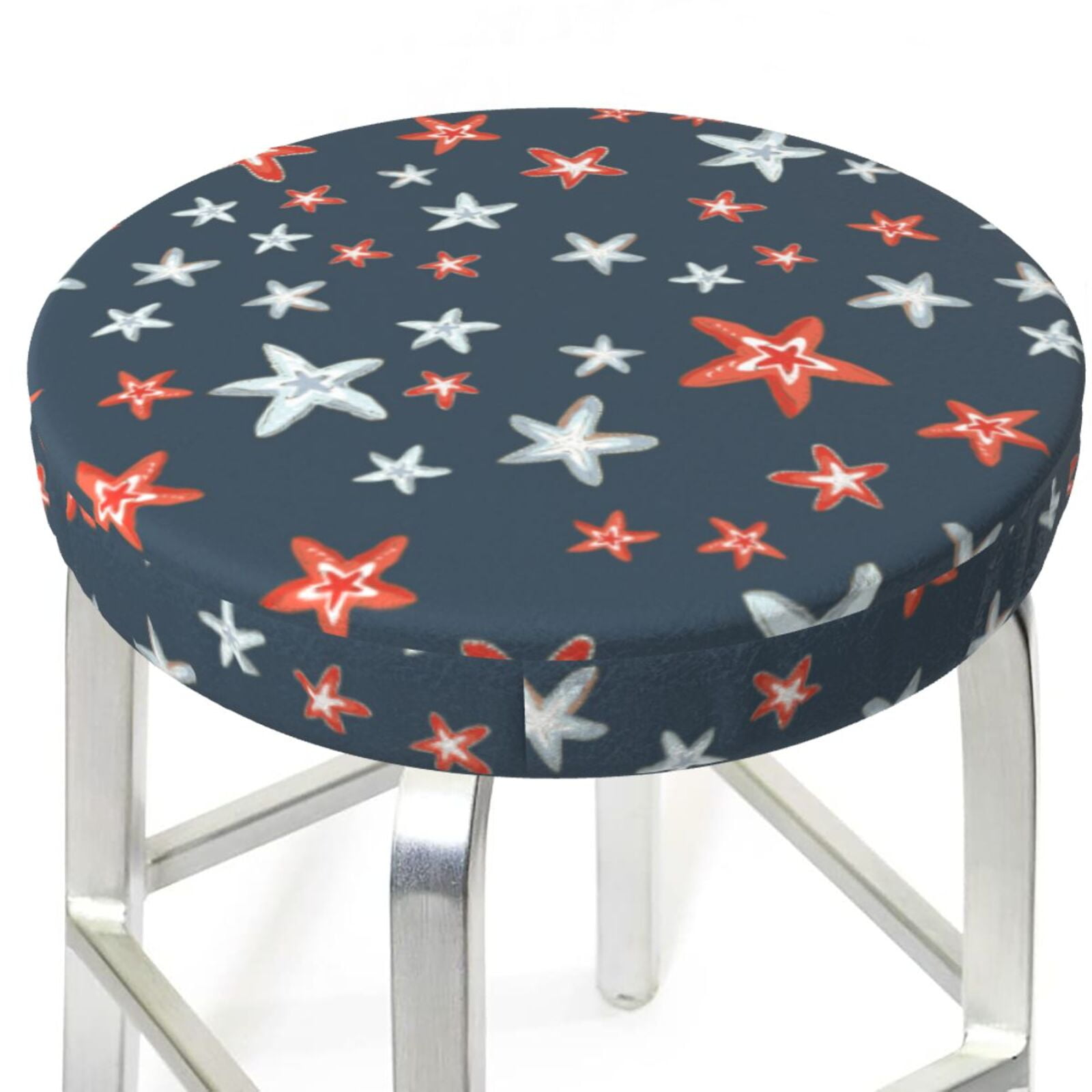 Red Star fish Bar Stool Covers - Stretch Round Seat Covers with Elastic ...