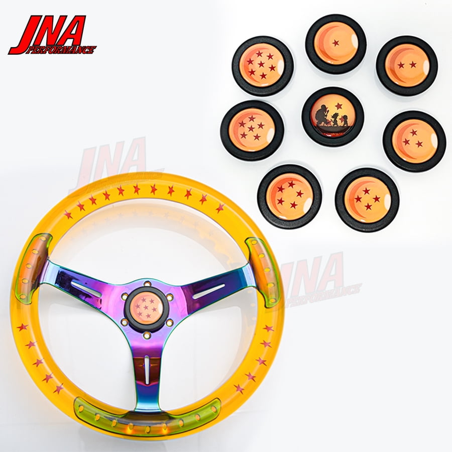 Red Star in Orange Ball Anime Horn Button for Sports Car Steering Wheel ...