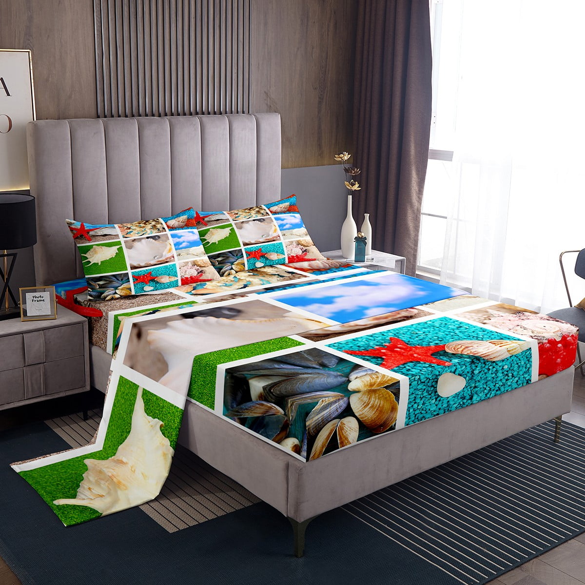 Red Starfish Sheet Set Beaches Sheets for Women Adults Boys,Blue Hawaii ...