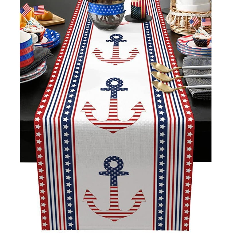 Red Stars America 4th of July Patriotic Memorial Day Table Runner ...