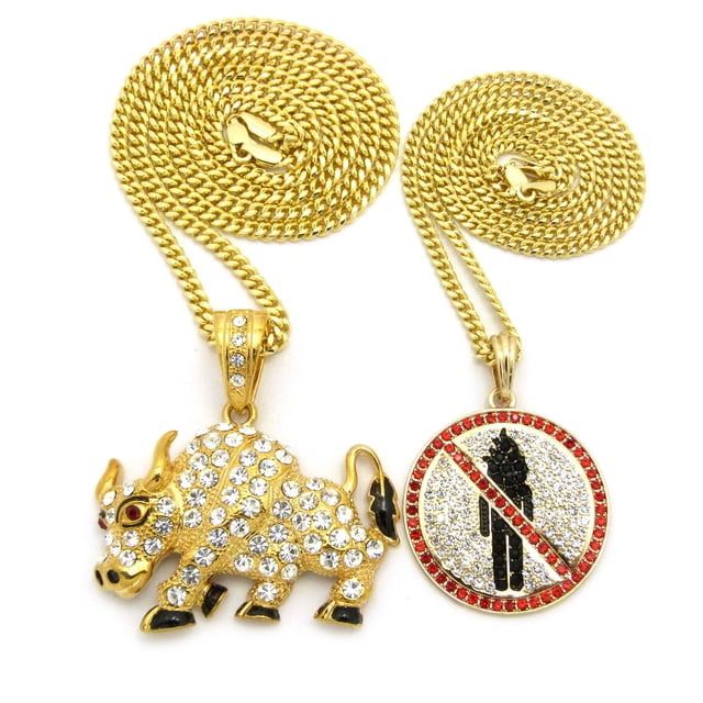 Red Stone Border Rapper Music Video Monster Logo & Hip-Hop Bull Pendant ...