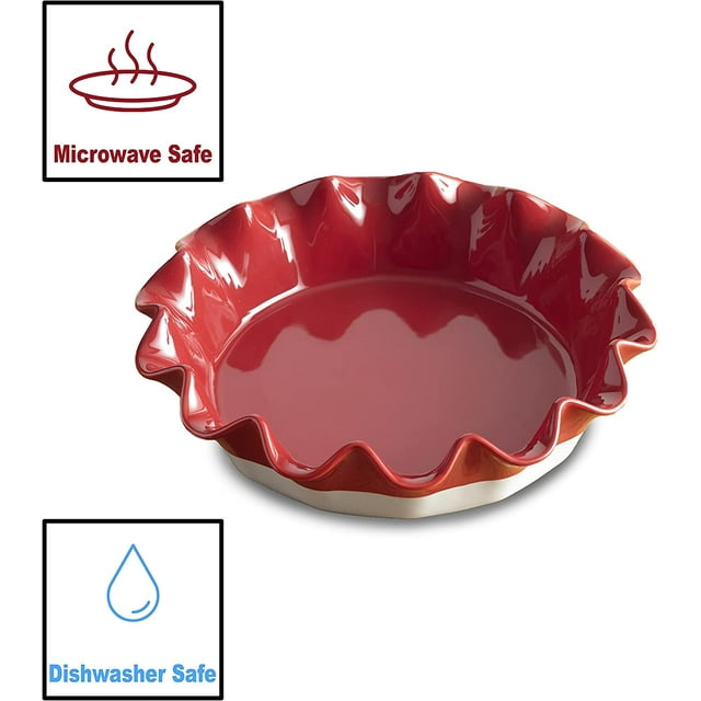 Red Stoneware Pie Plate with Ruffled Edge - Baking Dish for Pastries ...
