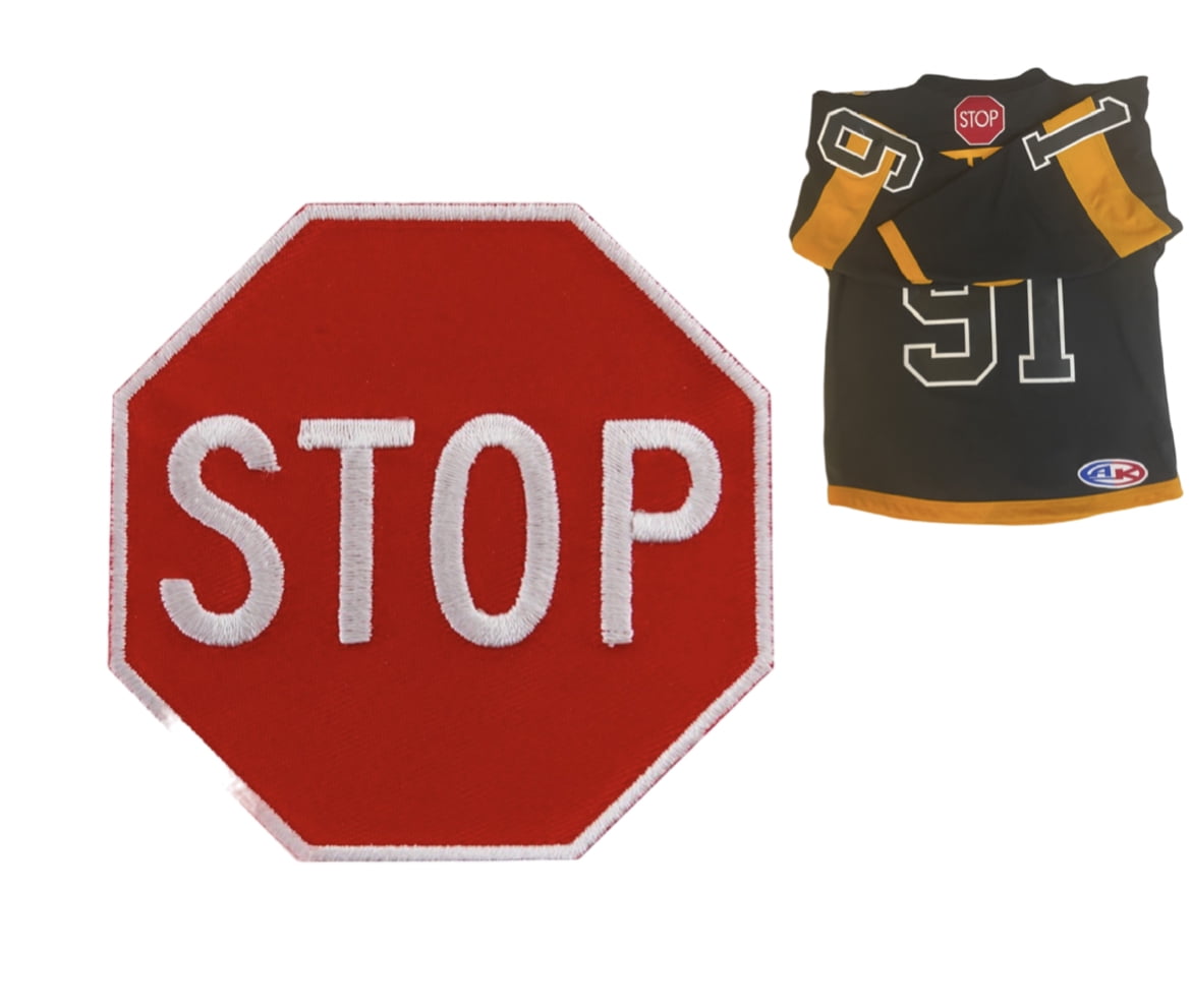 Red Stop Sign Patch Iron-On Sew-On Road Safety Embroidered Badge ...