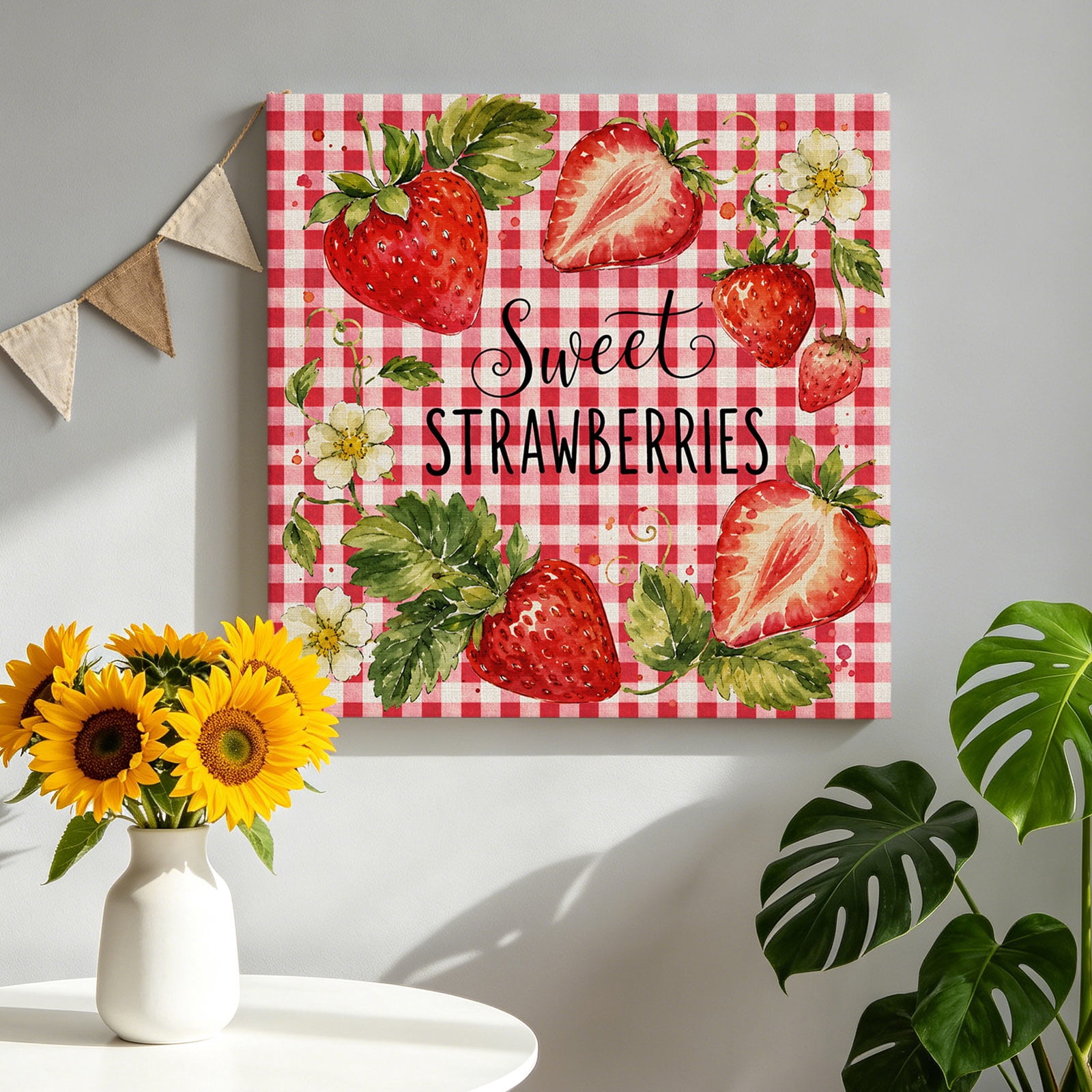 Red Strawberries Canvas Wall Art for Living Room, Fruit Sweet ...