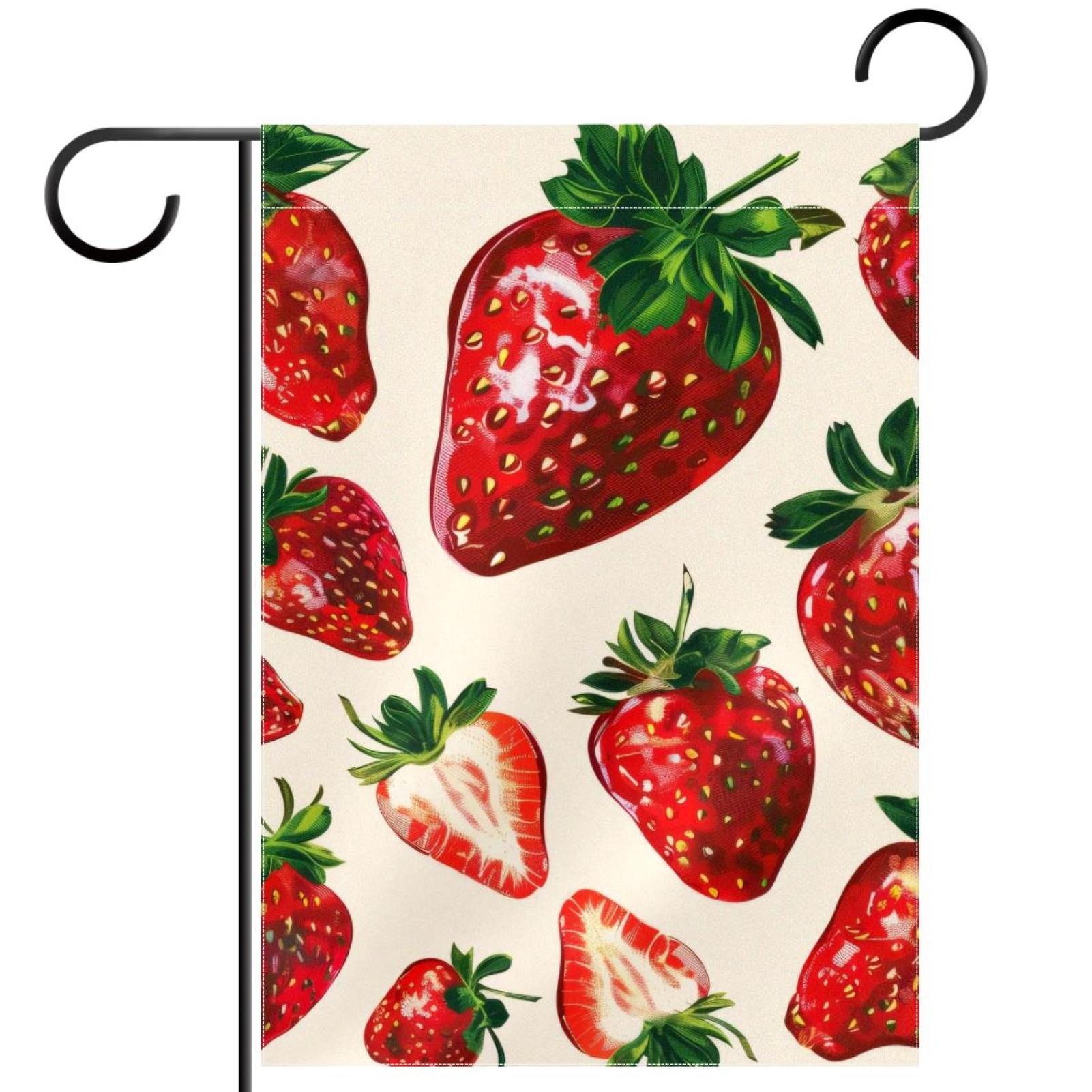 Red Strawberries Welcome Garden Flags, 12 x 18 Inch Double Sided ...