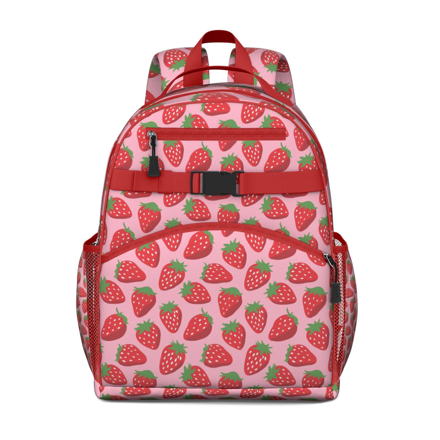 Red Strawberry Backpack - Sweet Kawaii Design with Spacious Main ...