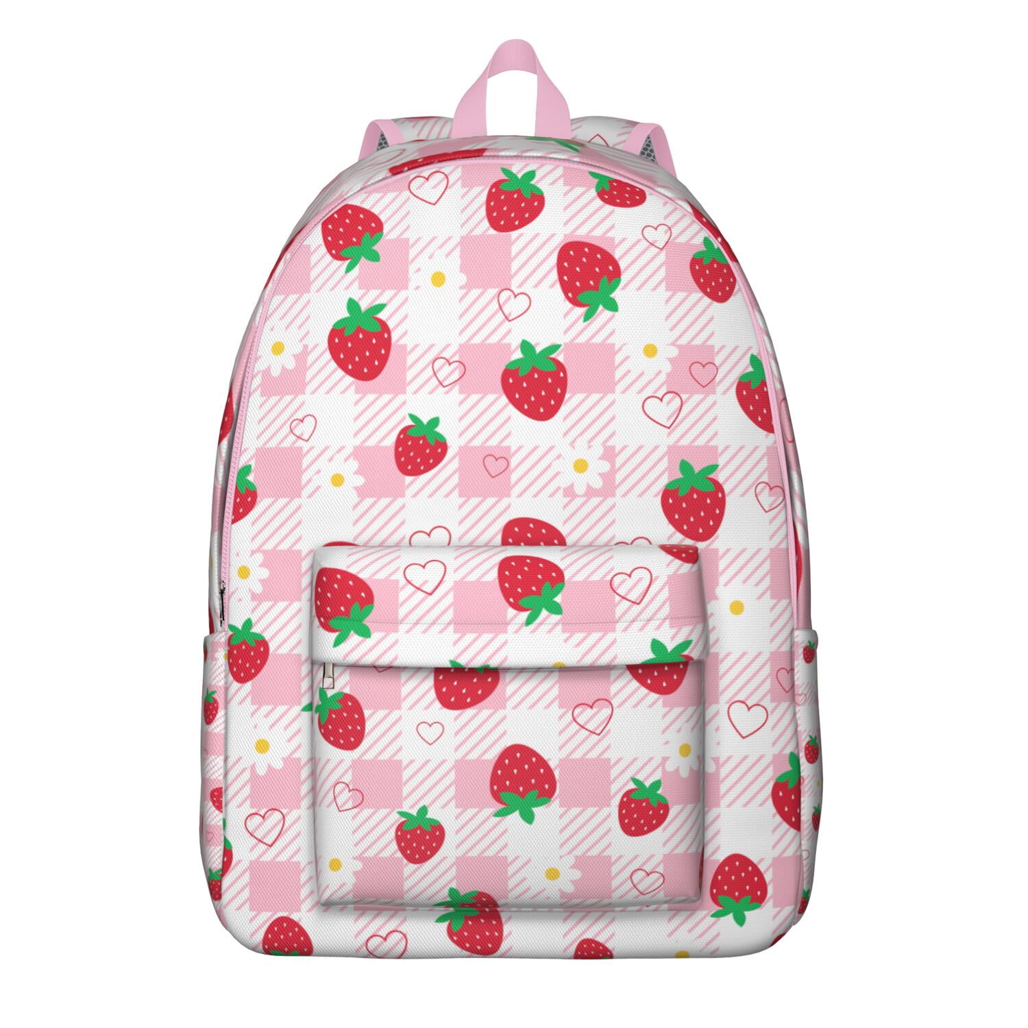 Red Strawberry Backpack with Fruity Print, Water-Resistant and Stylish ...