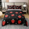 Red Strawberry Bedding Set Twin Size,White Polka Dot 100% Cotton Duvet ...