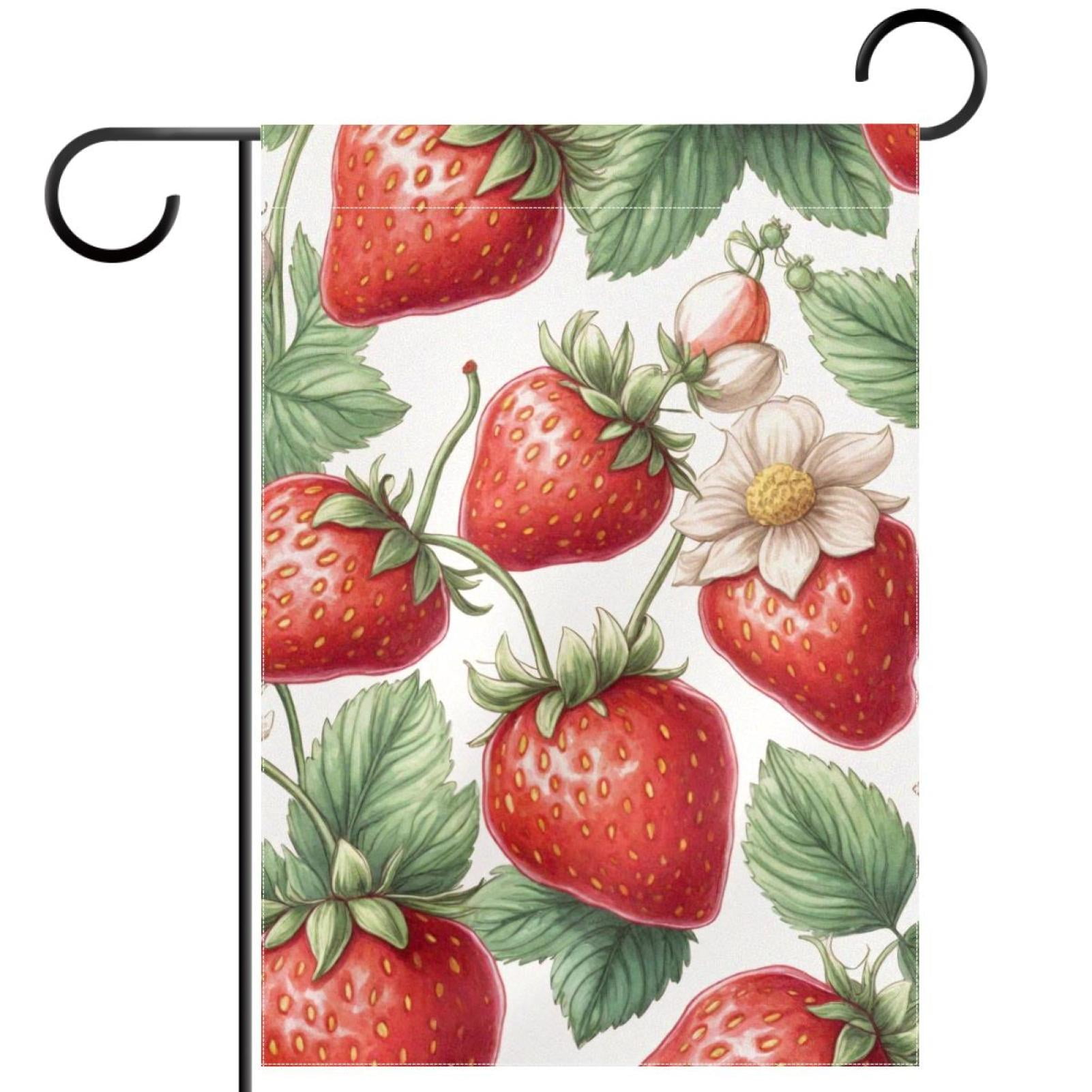 Red Strawberry Berry Seamless Pattern Welcome Garden Flags, 12 x 18 ...