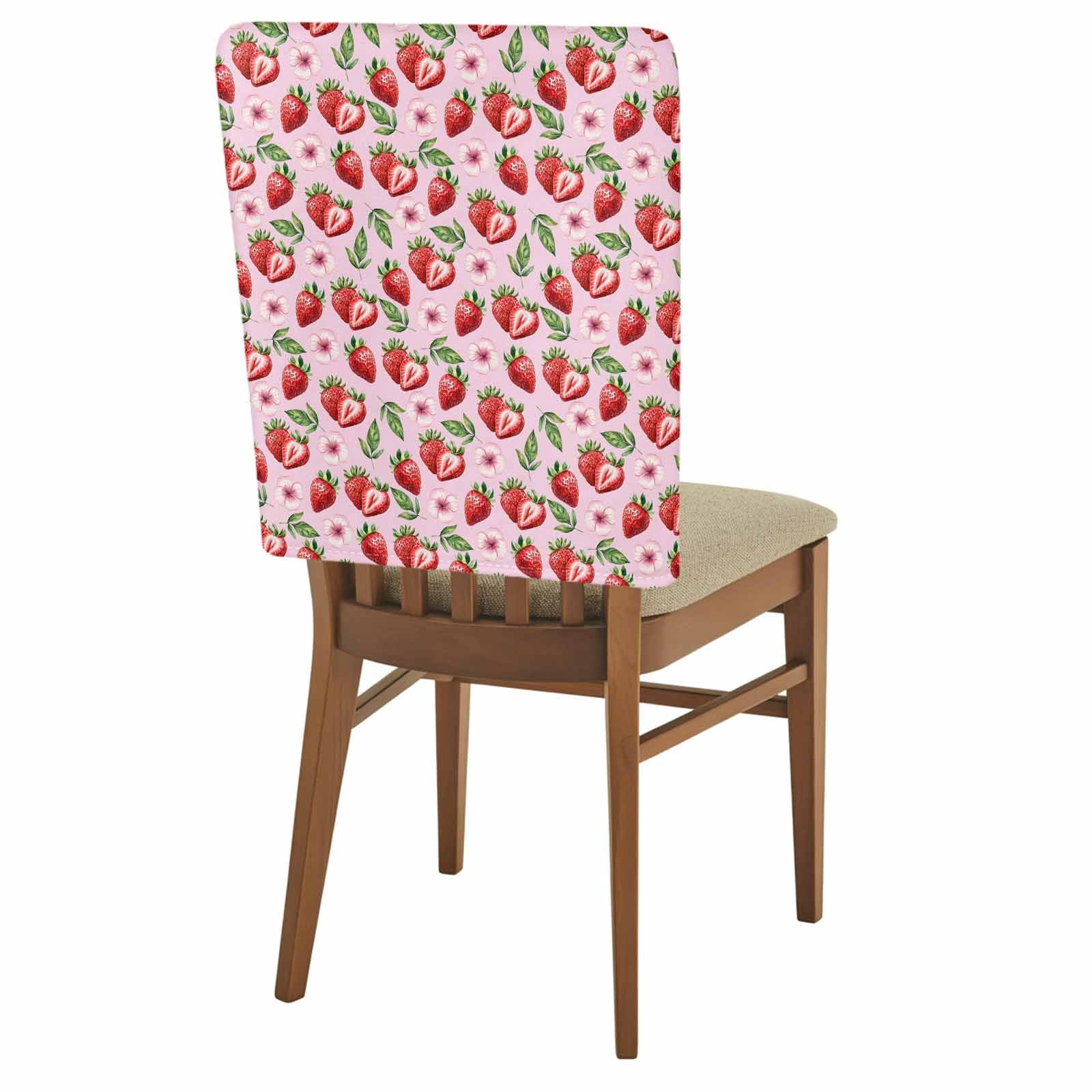 Red Strawberry Chair Covers Set of 6 Pink Flower Summer Fruit Pink ...