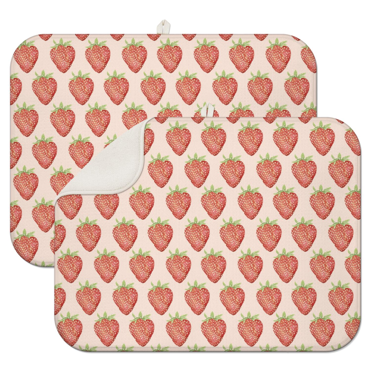 Red Strawberry Coffee Mat – Durable Microfiber Spill Mat Featuring ...