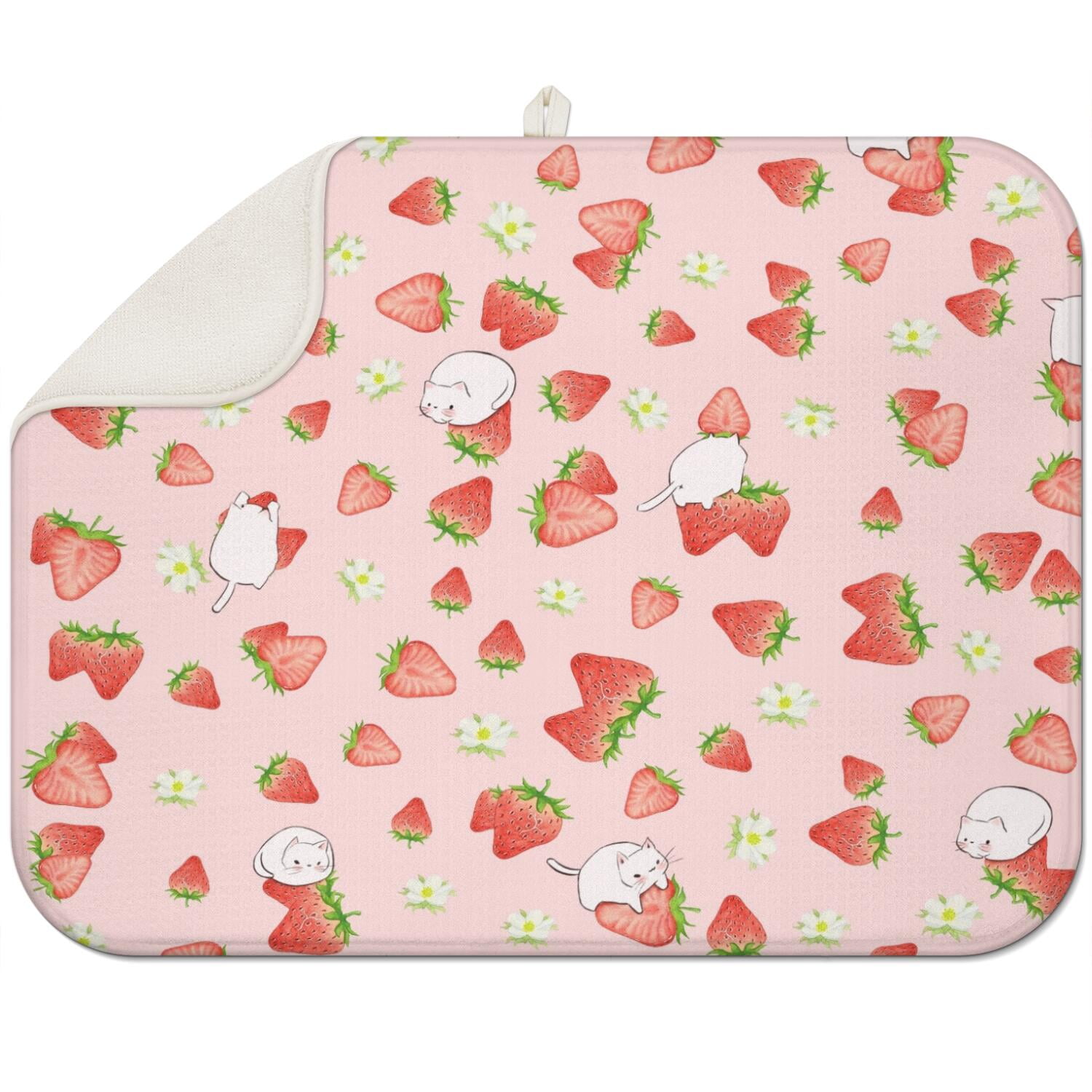 Red Strawberry Coffee Mat – Durable Microfiber Spill Mat Featuring ...