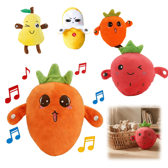 Red Strawberry Induction Music Beat Piano Toy Interactive Plush Doll ...
