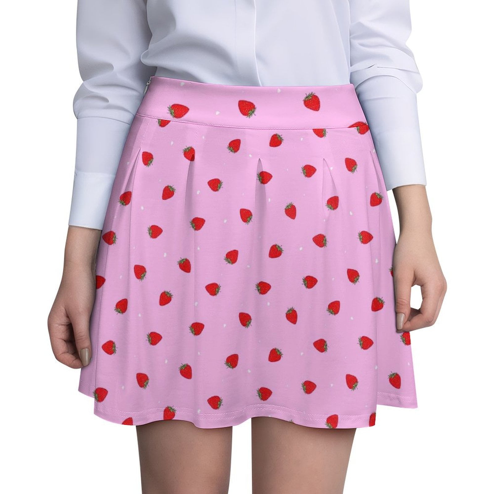 Red Strawberry Love Pattern Polka Dots Women's Casual Mini Skirt ...