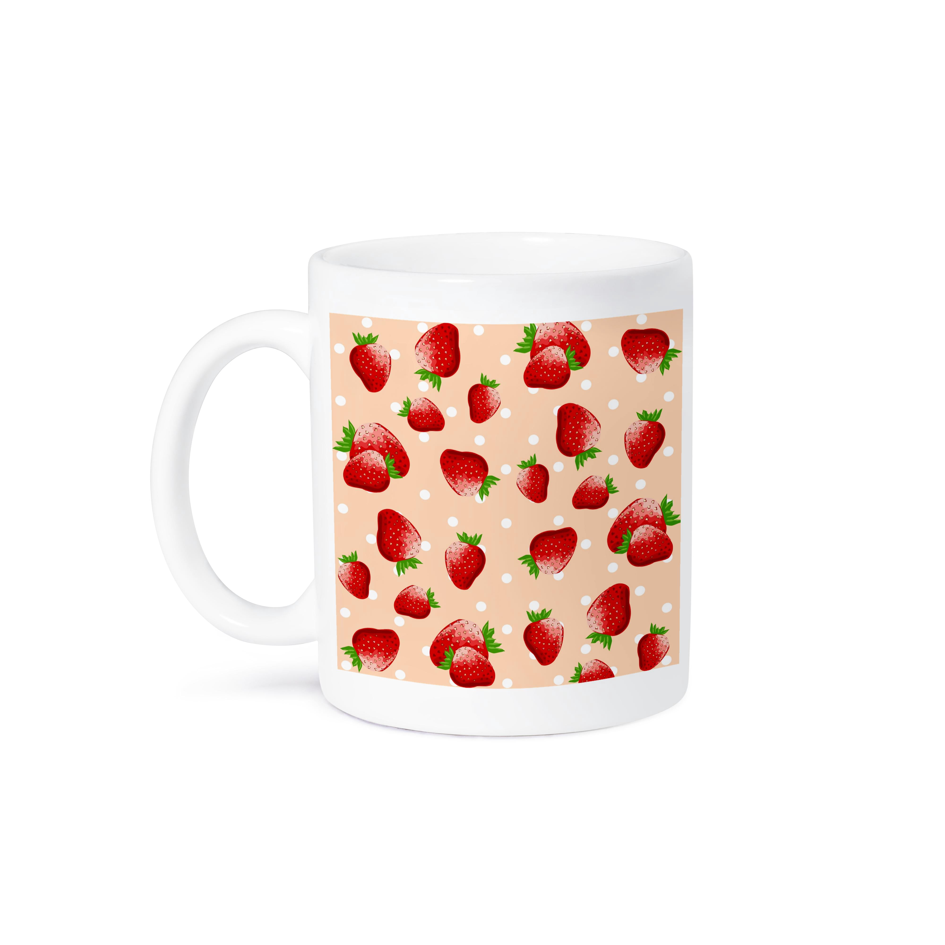 Red Strawberry Pattern On Peach Orange - Cute Strawberries And Polka ...