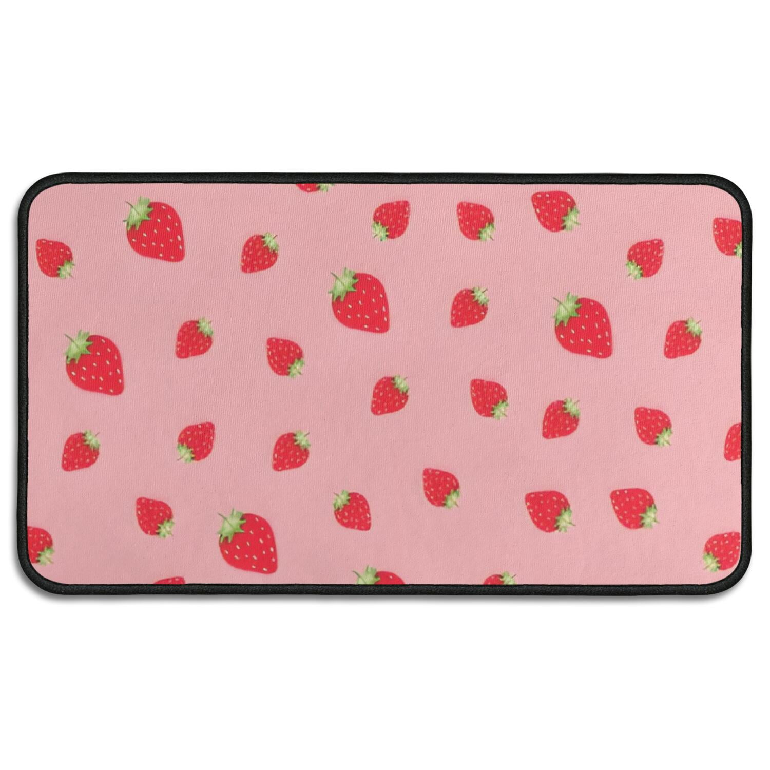 Red Strawberry Plants Fruit Door Rugs,Washable Non Slip Door Mats ...