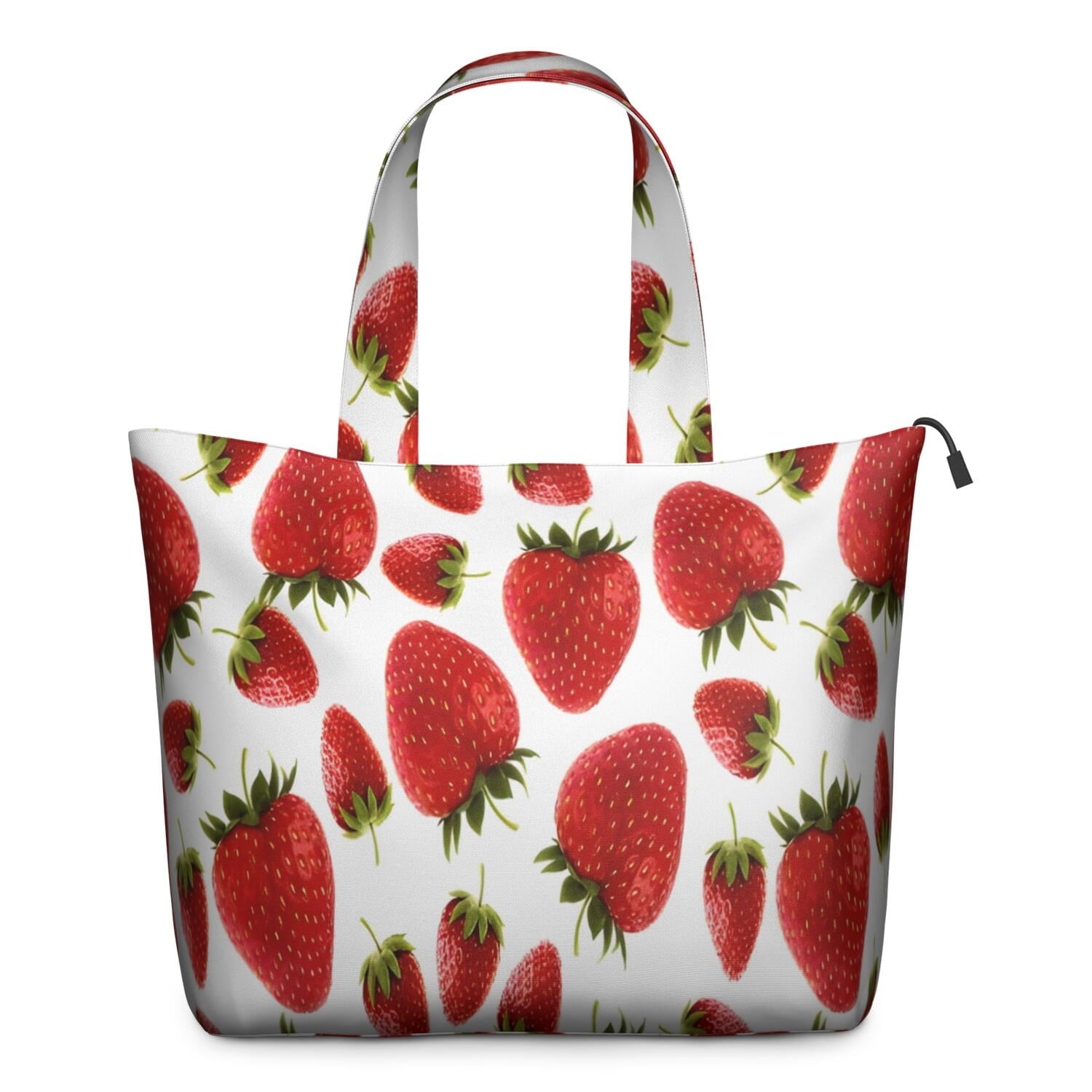 Red Strawberry Plants Fruit White Pattern Travel Tote Bags for Women ...