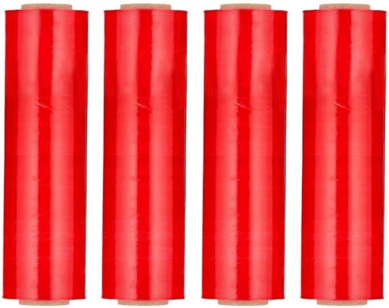 Red Stretch Wrap for Moving, 4 Pack of 15 Inch x 1500 Feet, Cast Hand ...