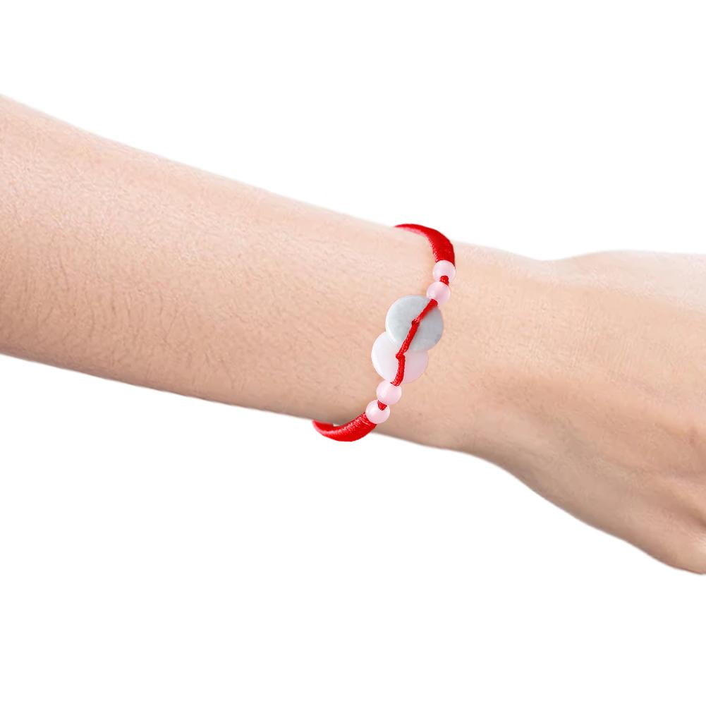 Red String Jade Green Pendant Adjustable Bracelet LUCK PROTECT B5U4 ...
