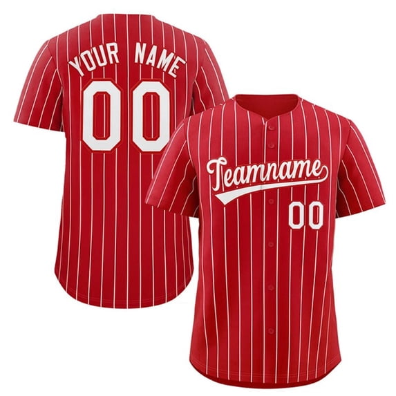 Red Stripe Custom Baseball Jersey Shirt 3D Printed for Men and Women ...