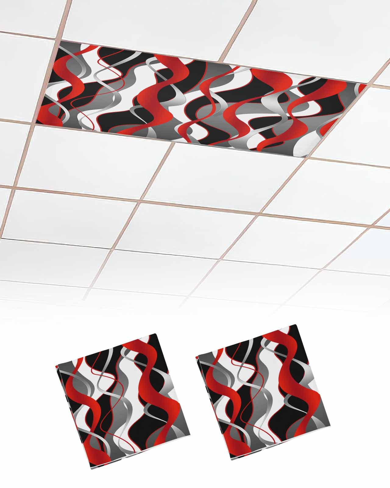 Red Stripe Fluorescent Light Covers for Ceiling Lights 4x2 feet,2 Pack ...