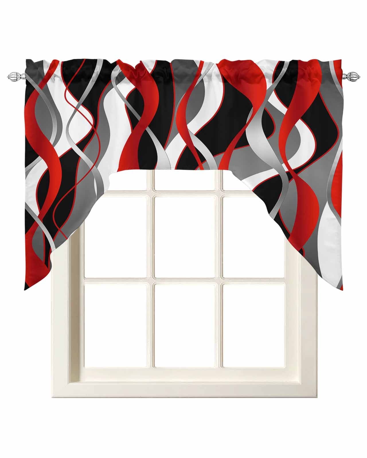 Red Stripe Kitchen Curtains Swag Valance for Windows/Bathroom/Cafe ...