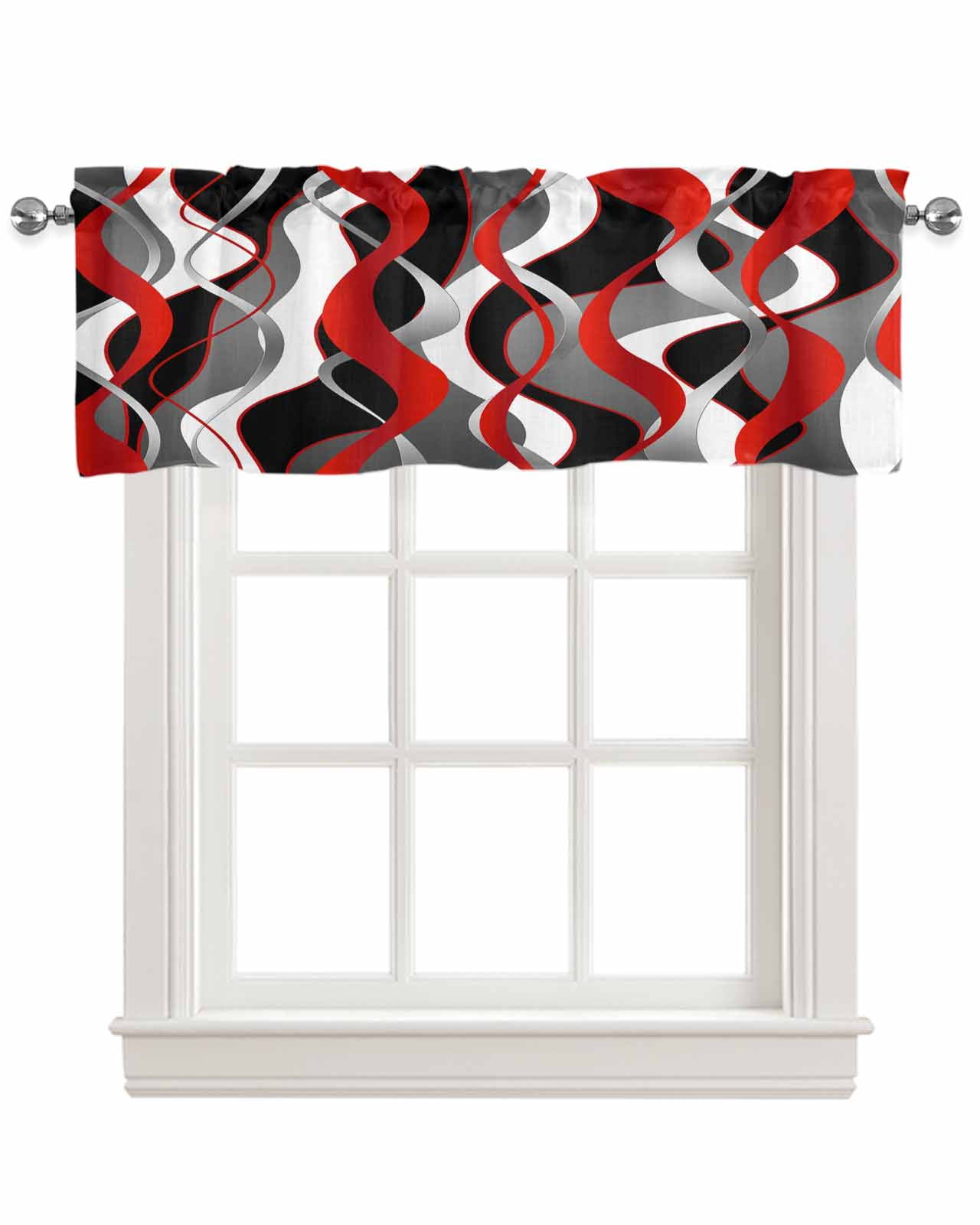 Red Stripe Kitchen Valances for Windows Farmhouse Linen Window Valance ...