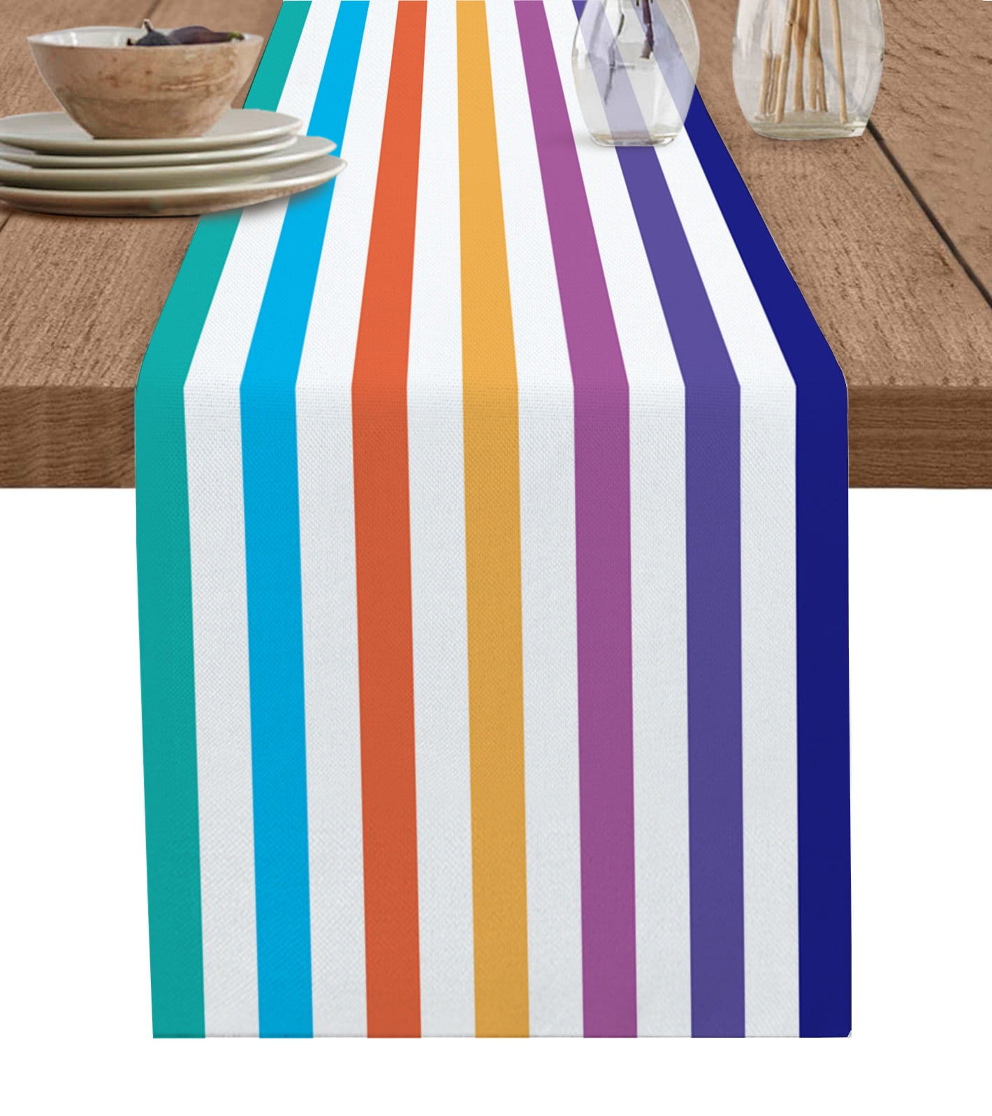 Red Stripe Solid Color Texture Table Runner ration Home r Dinner Table ...